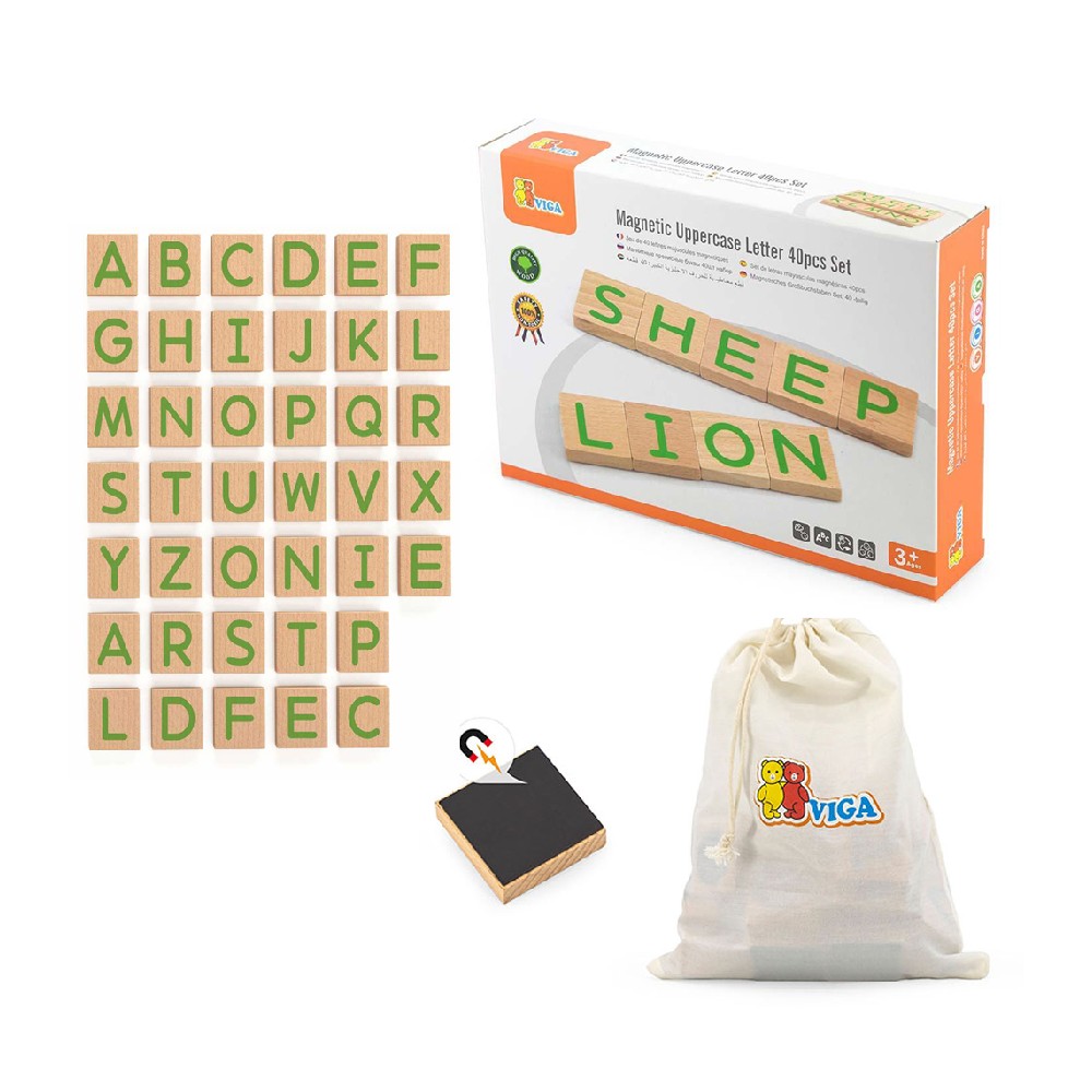 Magnetic Uppercase Letters Set - 40 Pieces for Kids Learning – Primary Toys