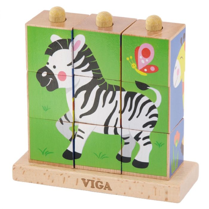Stacking Cube Puzzle – Wild Animals for Kids – Primary Toys