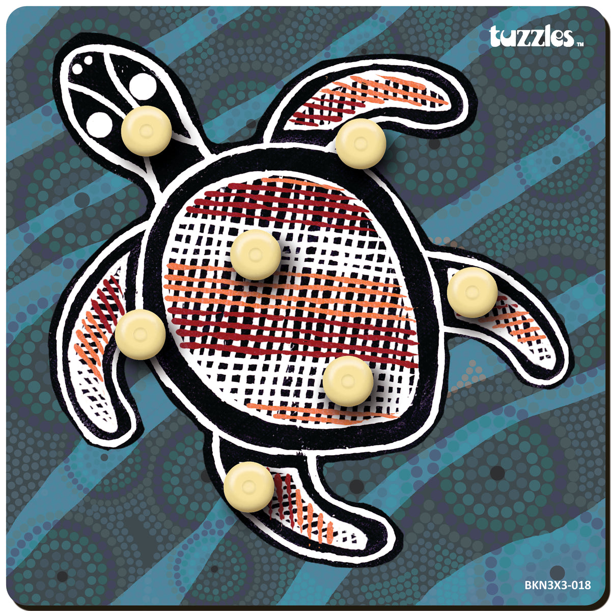 Aboriginal Black Turtle Knob Puzzle – Educational Wooden Toy | Primary Toys