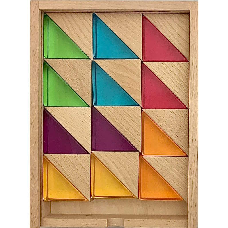 Wood & Lucite Large Triangles – 24 Pieces with Tray | Educational Kids ...