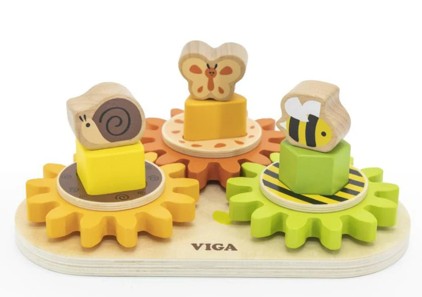 Shape Sorting & Gear Toy for Toddlers – Wooden Learning Toy – Primary Toys