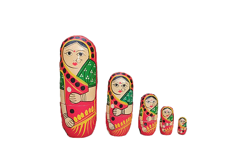 5 in 1 Indian Female in Saree Babushka Doll – Primary Toys