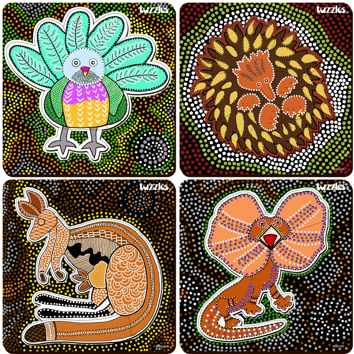 Aboriginal Art Australian Fauna Raised Puzzles - Set of 4 – Primary Toys